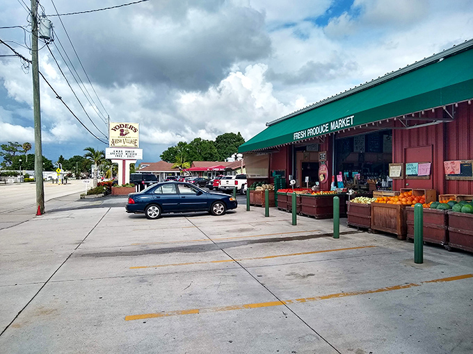 The iconic Yoder's sign welcomes hungry pilgrims to this Amish oasis in Sarasota. Palm trees and pie&mdash;only in Florida!