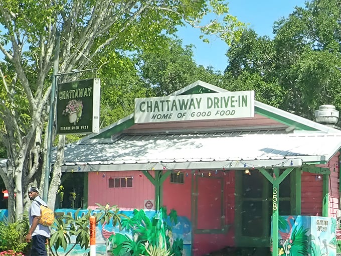 The pink facade of The Chattaway stands like a cheerful time capsule on 4th Street South, its vintage sign proudly announcing "Established 1921" to passing motorists.