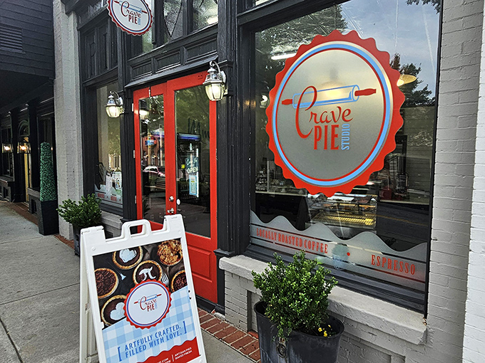 The coral-red facade of Crave Pie Studio isn't just eye-catching&mdash;it's a beacon of hope for anyone who believes dessert is the most important meal of the day.