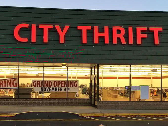The unassuming exterior of City Thrift in Lilburn hides a treasure trove within, like finding the Batcave behind Wayne Manor's bookshelf.