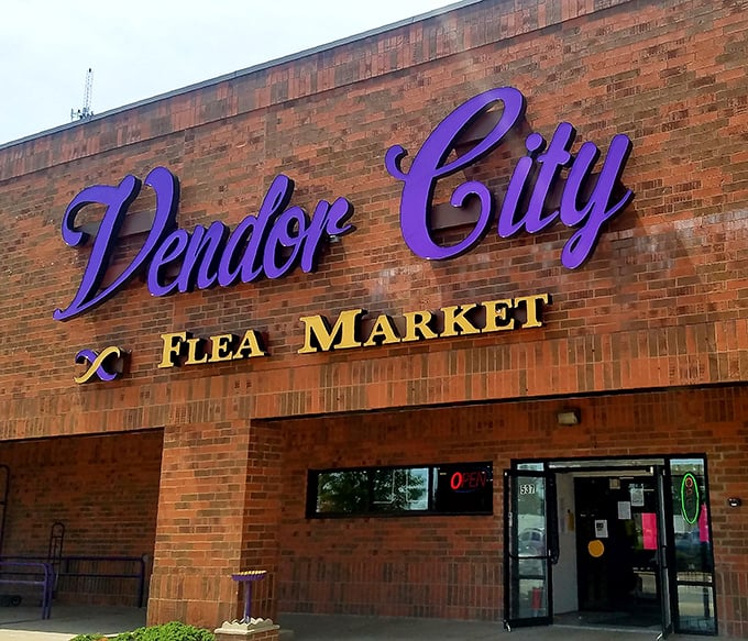 The unmistakable purple sign of Vendor City beckons like a treasure map's X-marks-the-spot for bargain hunters across Indiana.