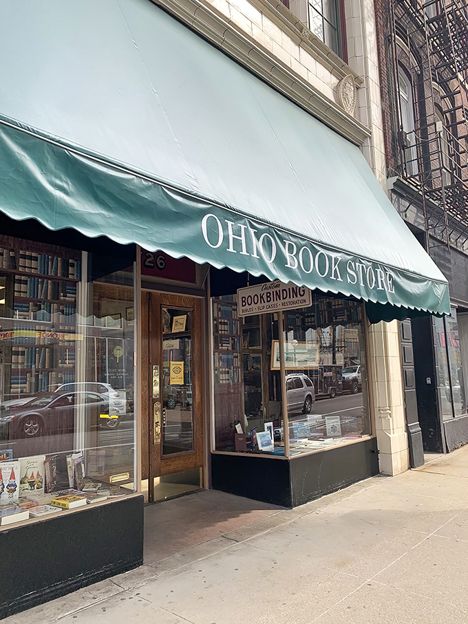 The iconic green awning of Ohio Book Store has been beckoning bibliophiles to this Cincinnati literary sanctuary since 1940. Literary paradise awaits!