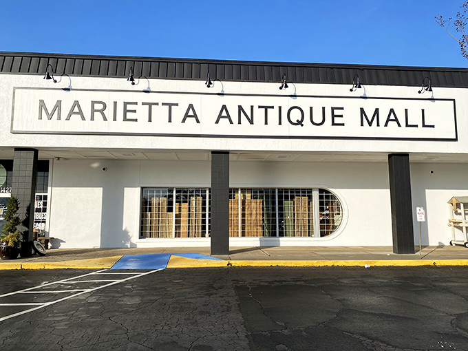 The unassuming exterior of Marietta Antique Mall belies the wonderland of treasures waiting inside. Time travel begins here!