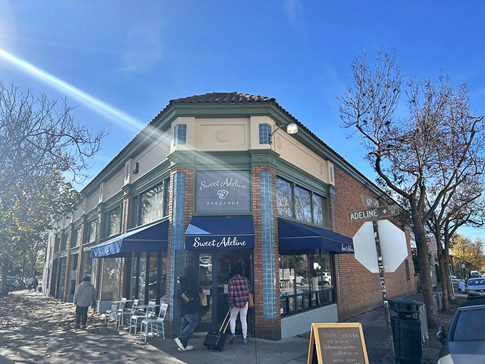 The unassuming blue awning of Sweet Adeline Bakeshop beckons from Berkeley's Adeline Street like a secret whispered among friends who appreciate exceptional baked goods.