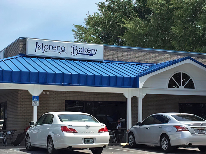 The unassuming blue awning of Moreno Bakery hides culinary treasures that would make a food detective's heart race. Florida's best-kept secret sits quietly in plain sight.