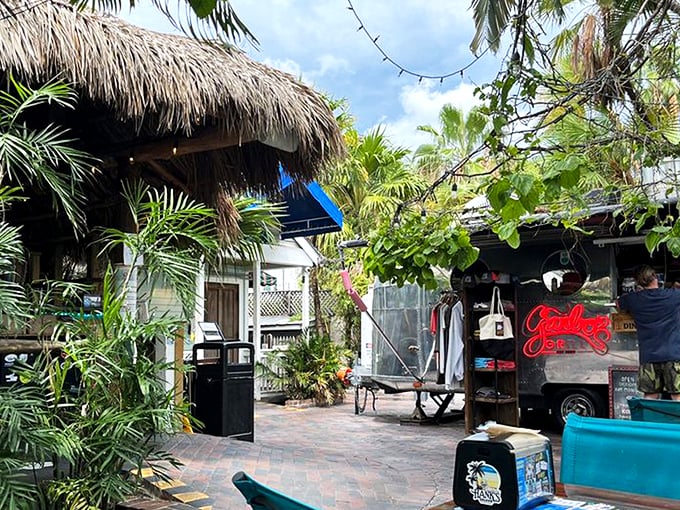 Paradise found! Garbo's turquoise cottage and shaded patio create the perfect Key West vibe for serious food enthusiasts seeking refuge from ordinary meals.