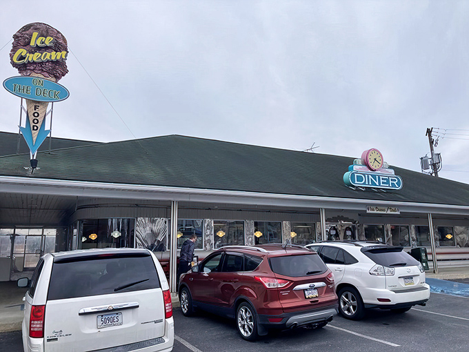 The neon glow of Soda Jerk's exterior beckons like a lighthouse for the hungry, promising a journey back to simpler, more delicious times. 