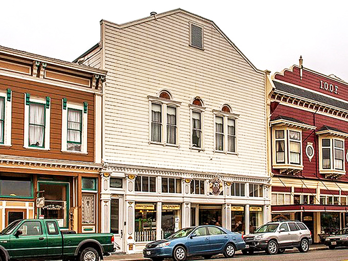 Classic cars and Victorian storefronts create a time-travel tableau on Ferndale's Main Street. Even the Valley Grocery looks like it belongs in a period film.