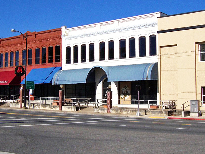 Downtown Marianna's historic buildings stand as colorful sentinels of small-town charm, where brick facades tell stories that parking meters can't charge for.