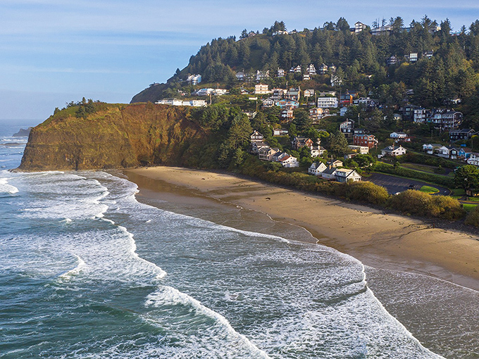 Three Arch Rocks standing like nature's monuments against the blue horizon. Mother Nature showing off her architectural portfolio with stunning results.