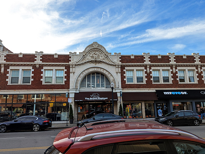 The grand fa&ccedil;ade of The Brown Elephant commands attention on Clark Street, like a temple dedicated to the gods of secondhand treasures.
