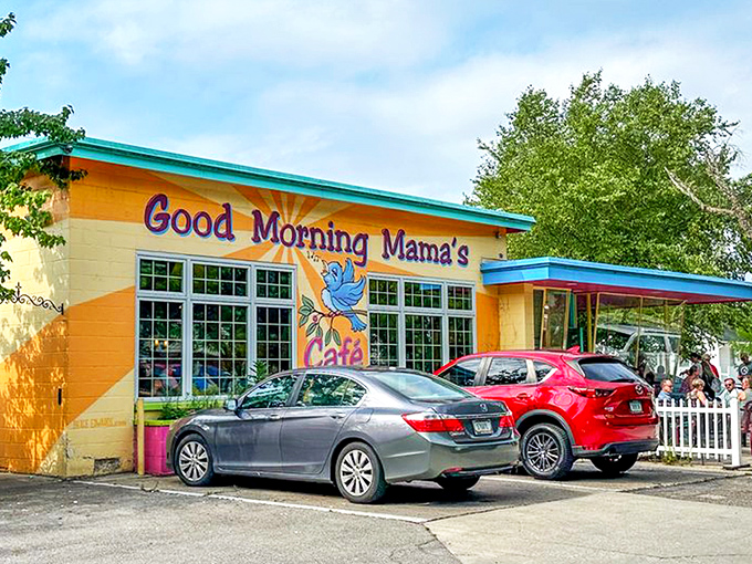 The sunshine-yellow exterior isn't just a building&mdash;it's a mood-altering device that promises happiness served on a plate.
