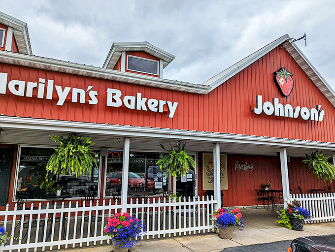 The red barn exterior of Marilyn's isn't just charming&mdash;it's a beacon of hope for those who believe butter makes everything better. Fall decorations complete the Hoosier welcome.