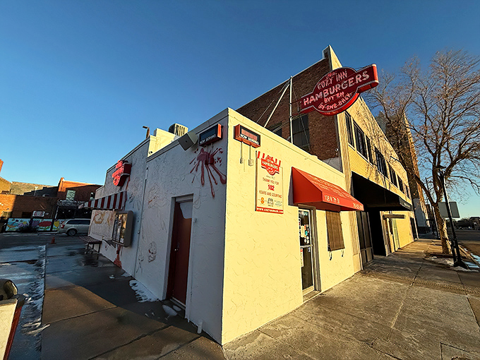 The unassuming white building with its iconic red awning has been stopping traffic in Salina since Calvin Coolidge was president.