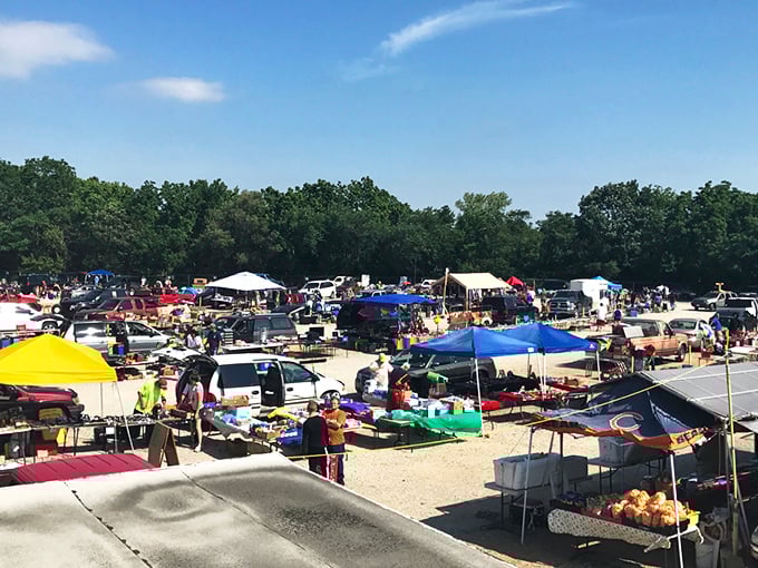 The treasure hunter's paradise stretches as far as the eye can see, with colorful canopies dotting the landscape like a retail Woodstock.
