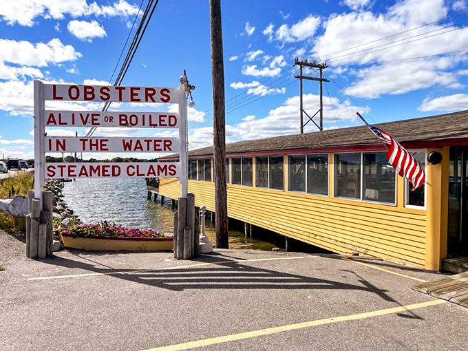That iconic yellow building with its no-nonsense sign says everything you need to know: seafood doesn't need fancy packaging when it's this fresh.