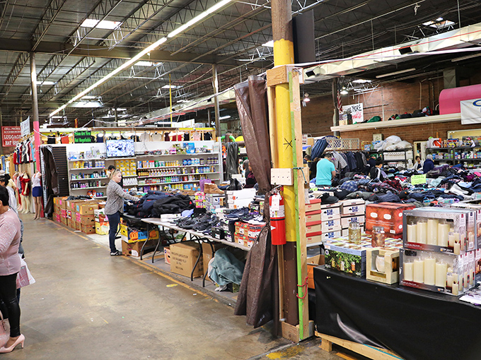 Tables draped in blue showcase a rainbow of baseball caps &ndash; the unofficial uniform of weekend warriors and bargain hunters alike.
