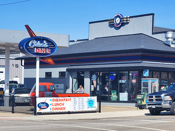 The classic gas station-turned-diner exterior isn't just nostalgic&mdash;it's a promise that what awaits inside will fuel more than just your car.