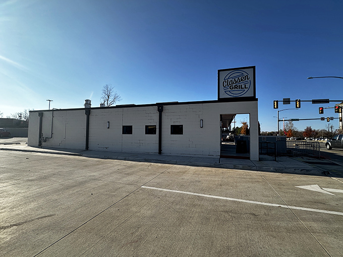 The unassuming white exterior of Classen Grill proves once again that culinary treasures often hide in plain sight at busy Oklahoma City intersections.