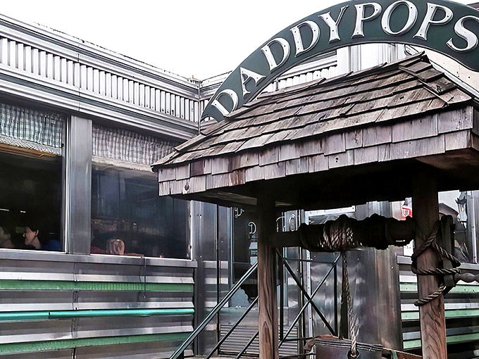 The classic stainless steel exterior of Daddypops gleams in the Pennsylvania sunshine, a time capsule of Americana waiting to serve up breakfast dreams. 