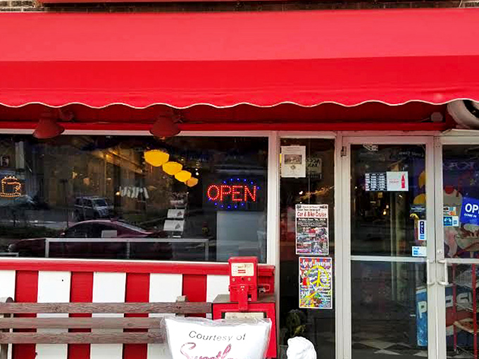That iconic red awning is like a beacon of sweetness in Vandergrift, promising chocolatey treasures to those wise enough to step inside.