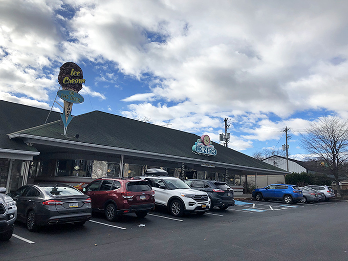 The neon glow of Soda Jerk's exterior beckons like a lighthouse for the hungry, promising a journey back to simpler, more delicious times.