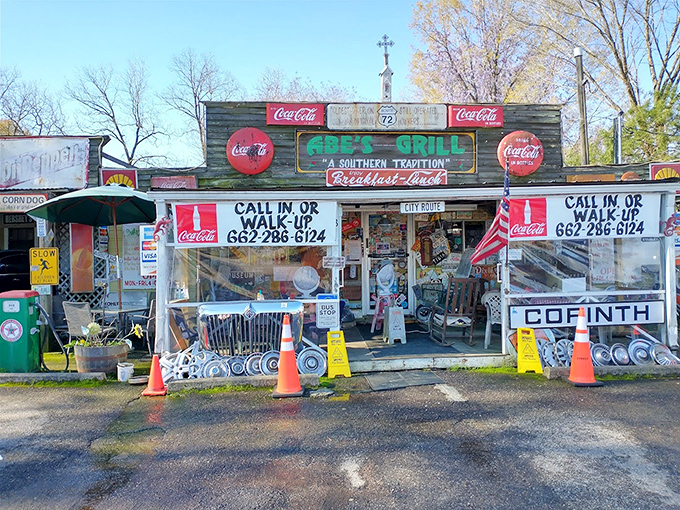 The vintage sign says it all - homemade buttermilk biscuits since 1974. In Mississippi, that's not just breakfast, that's religion.