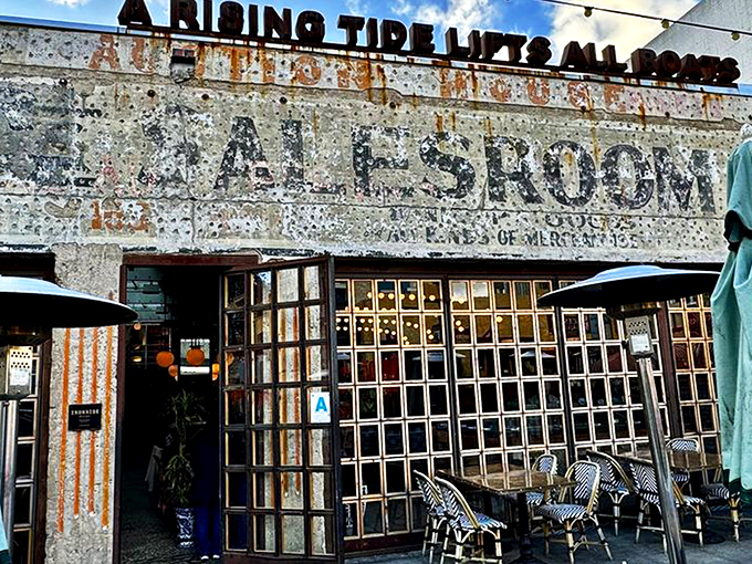 The weathered facade of Ironside proudly declares "A Rising Tide Lifts All Boats" &ndash; a philosophy that extends deliciously to their seafood offerings.