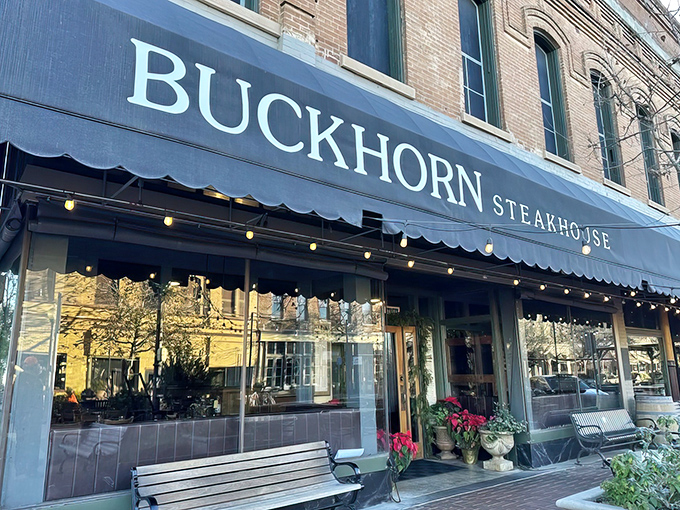Historic charm meets culinary excellence at the Buckhorn Steakhouse, where this century-old brick building houses some of California's finest beef.