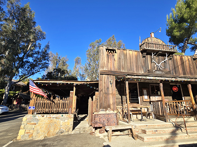 Like something straight out of a Western movie, The Old Place's weathered wooden exterior and bell tower promise adventure before you even step inside.