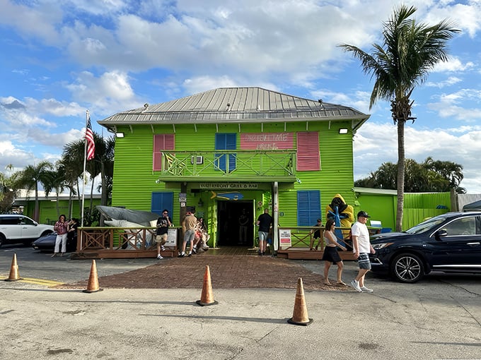 The lime green exterior isn't subtle, but neither is Florida. This technicolor dreamcoat of a building promises fun before you even step inside.
