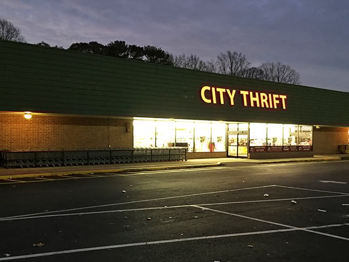 The unassuming exterior of City Thrift in Lilburn hides a treasure trove within, like finding the Batcave behind Wayne Manor's bookshelf.