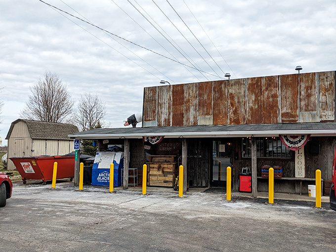 The rusted metal exterior isn't a gimmick&mdash;it's a promise. Authentic barbecue happens behind those weathered walls, where smoke signals spell "paradise."