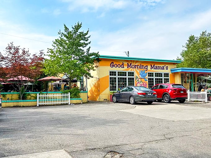 The sunshine-yellow exterior isn't just a building&mdash;it's a mood-altering device that promises happiness served on a plate.