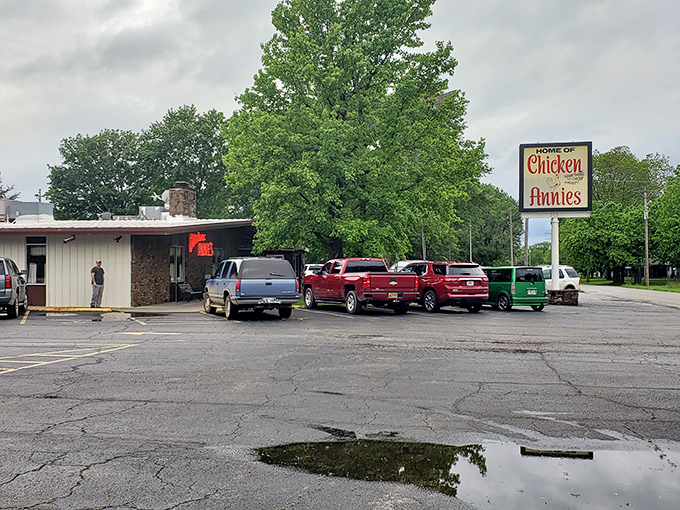 The unassuming stone exterior of Chicken Annie's Original stands as a monument to the adage that you can't judge a restaurant by its facade.