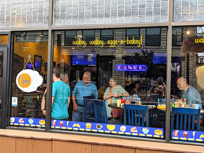 The limestone facade of The Chef welcomes hungry patrons with its cheerful egg-shaped "Open" sign&mdash;a promise of good things to come inside.