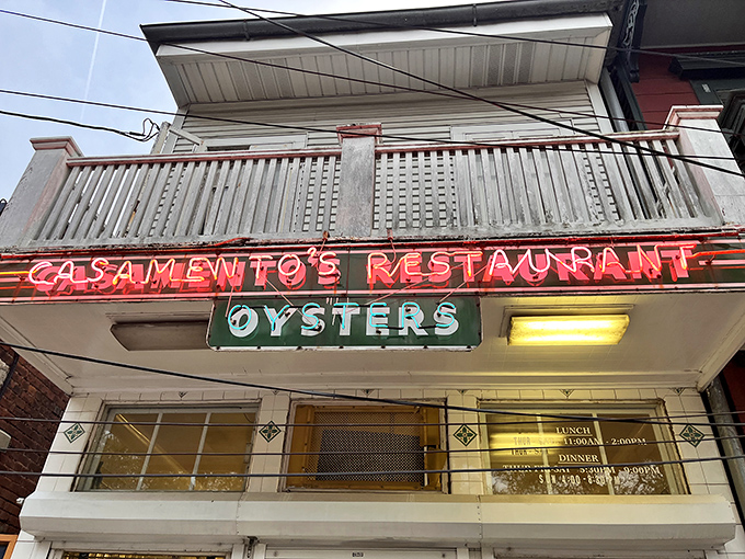 The unassuming white-tiled facade of Casamento's has been beckoning seafood lovers to Magazine Street since 1919, proof that timeless treasures don't need flashy signs.