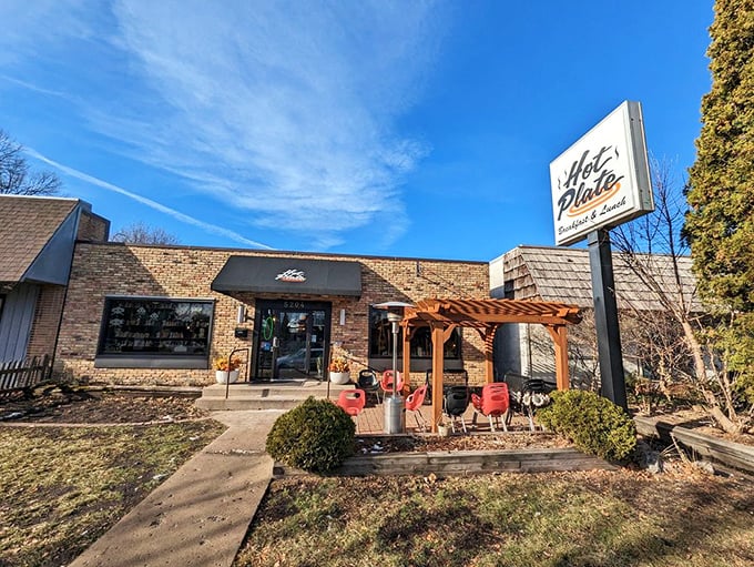 Hot Plate's unassuming exterior hides a breakfast paradise that proves the old adage: never judge a restaurant by its awning.