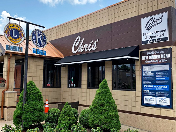 The unassuming exterior of Chris' Pancake & Dining hides a breakfast paradise within. Sometimes the best treasures come in modest packages.