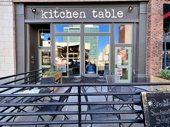The unassuming storefront belies the culinary treasures within. Like finding a secret jazz club, Kitchen Table's exterior promises those in-the-know something special awaits. 