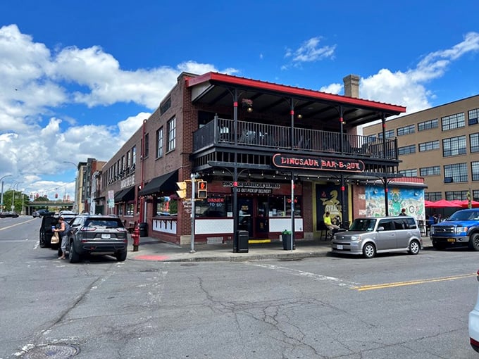 The brick-and-mortar manifestation of carnivorous dreams, Dinosaur Bar-B-Que's Syracuse location promises smoke-kissed delights behind its unpretentious exterior. 