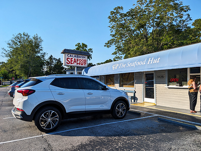 The modest blue awning and straightforward sign announce your arrival to seafood paradise. No fancy frills needed when the food speaks this loudly. 