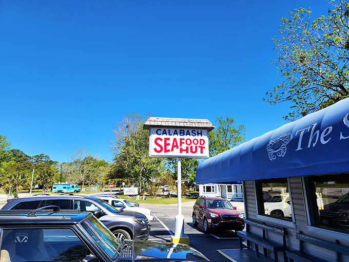 The blue awning says it all: simple, unpretentious, and housing seafood treasures that would make Neptune himself swim upstream for a taste.
