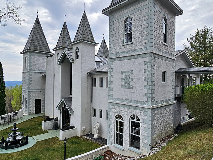 Like a mirage rising from the Blue Ridge Mountains, Smithmore Castle's striking white exterior and elegant turrets create a stunning European fantasy in rural North Carolina. 