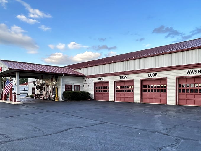 Step back in time at Snook's Dream Cars, where that iconic Texaco sign promises automotive treasures more valuable than the gasoline it once advertised.