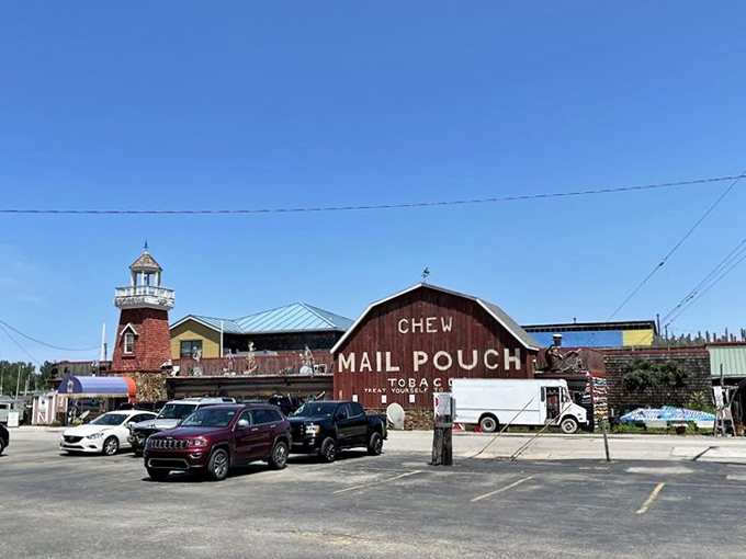The iconic lighthouse tower of Pickle Bill's stands like a seafood beacon, promising maritime delights in the most unexpected of places&mdash;landlocked Ohio.