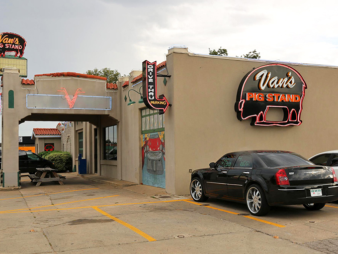 That iconic neon pig sign isn't just advertising &ndash; it's a beacon of hope for barbecue pilgrims seeking smoky salvation in Norman.
