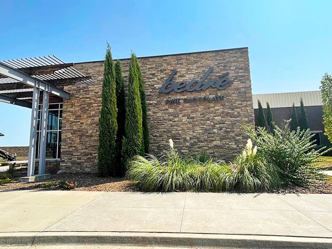 The stone fortress of sweetness beckons from the Oklahoma prairie, promising chocolate treasures within its stylish walls.