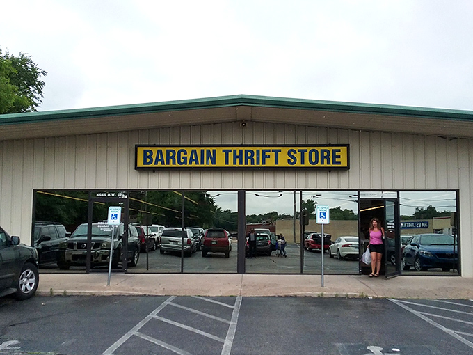 The unassuming facade of Bargain Thrift Store beckons like a siren song to treasure hunters. Behind those glass doors, adventures await.