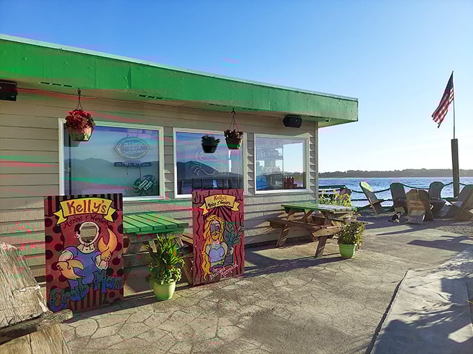 The unmistakable green roof and colorful character cutouts welcome seafood pilgrims to Kelly's Brighton Marina, where ocean-to-table isn't a trend&mdash;it's just Tuesday.